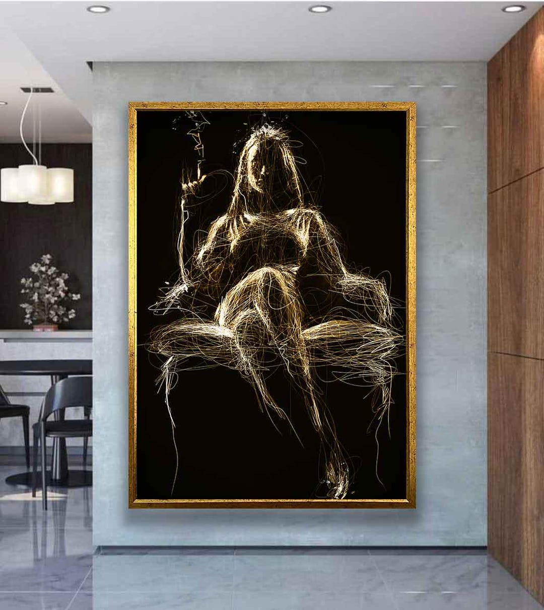 Surreal Woman Canvas Print, Basic Instinct Wall Art, Gold Woman Poster ...