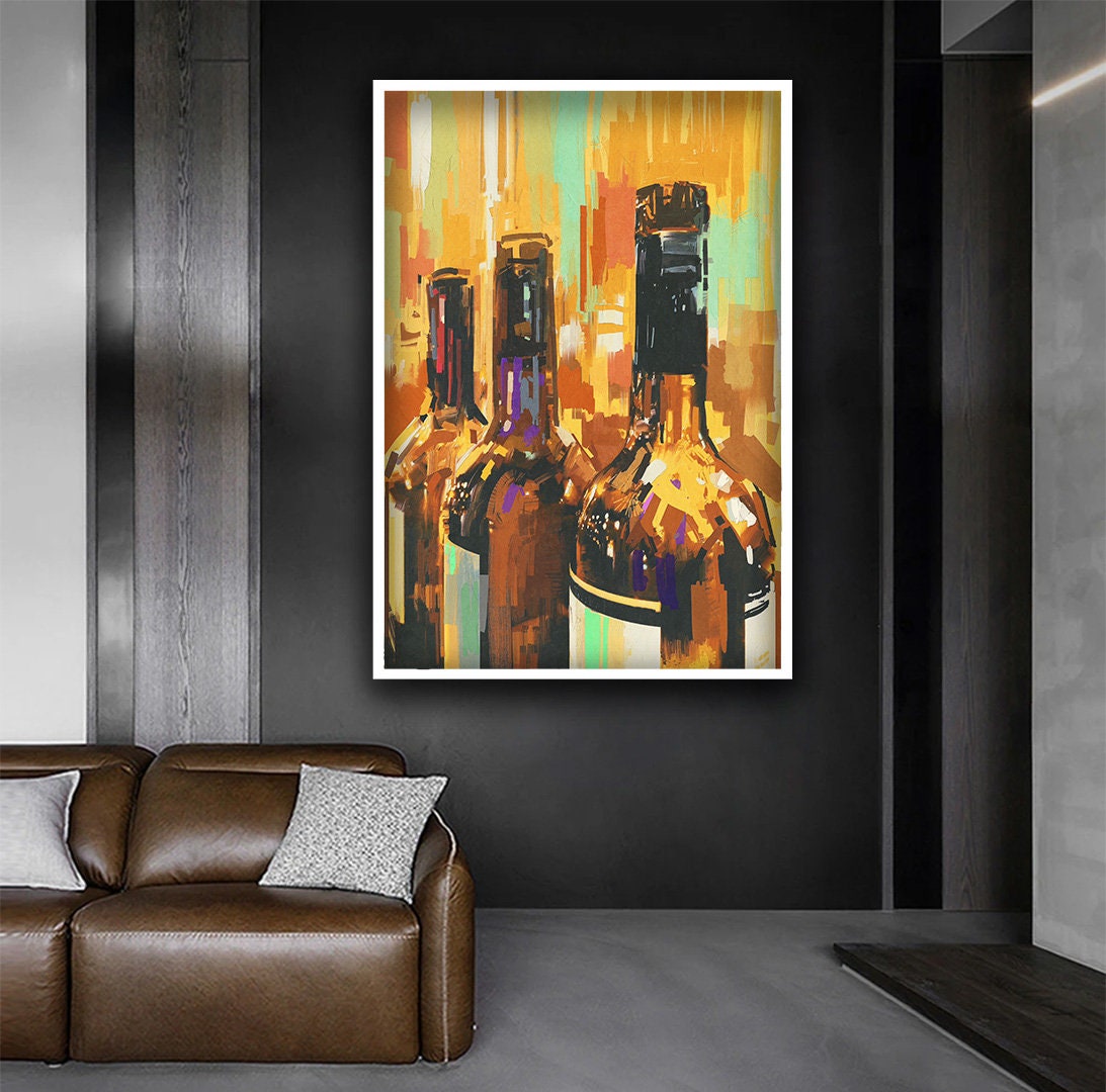 Wine Bottles Wall Art, Wine Canvas, Wine Painting, Wine Wall Art, Wine ...