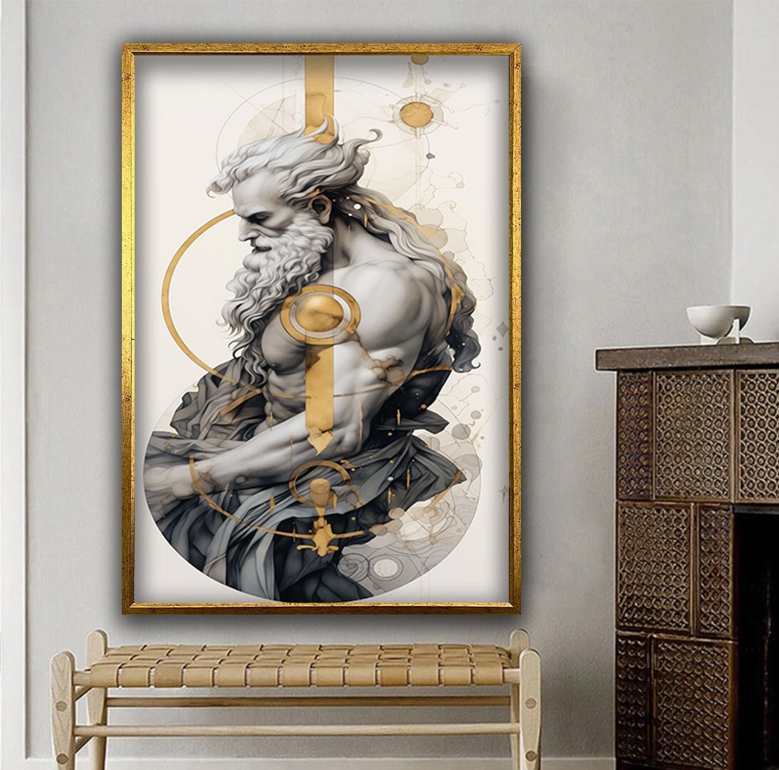Statue of Zeus Canvas Painting, Greek God Wall Art, Greek Mythology ...