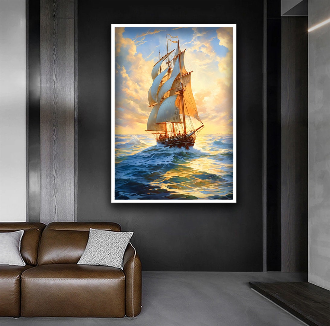 Pirate Ship Canvas, Sailing Ship Wall Art, Sailboat Wall Art, Ship Wall ...