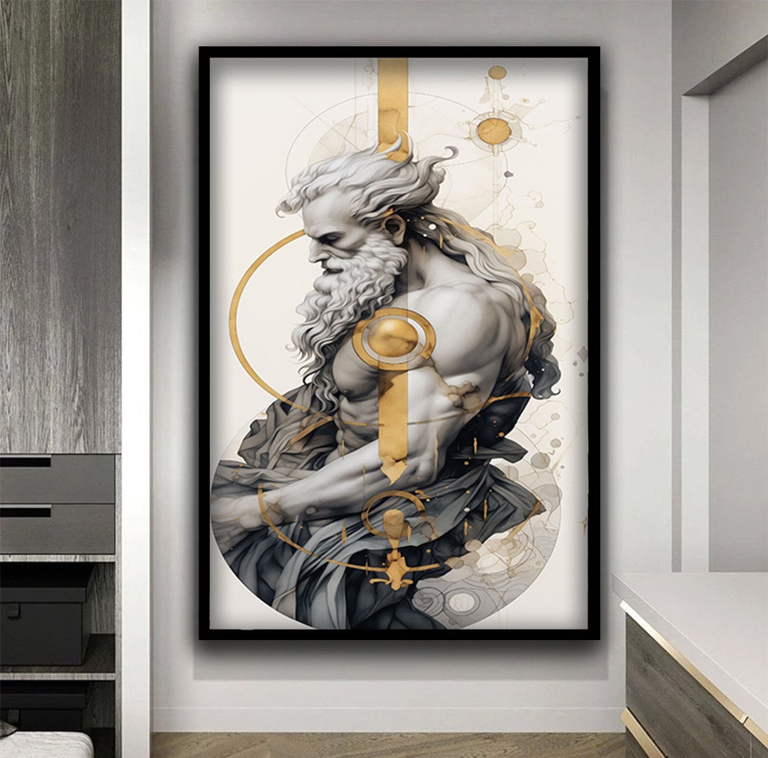 Statue of Zeus Canvas Painting, Greek God Wall Art, Greek Mythology ...