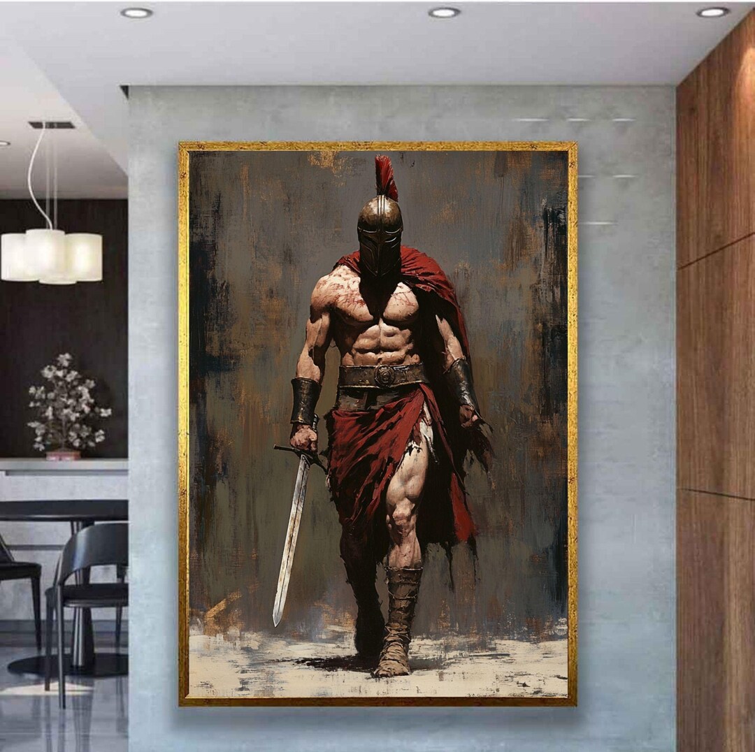 Gladiator Canvas Art, Spartan Soldier Canvas Painting, Ancient Ages ...