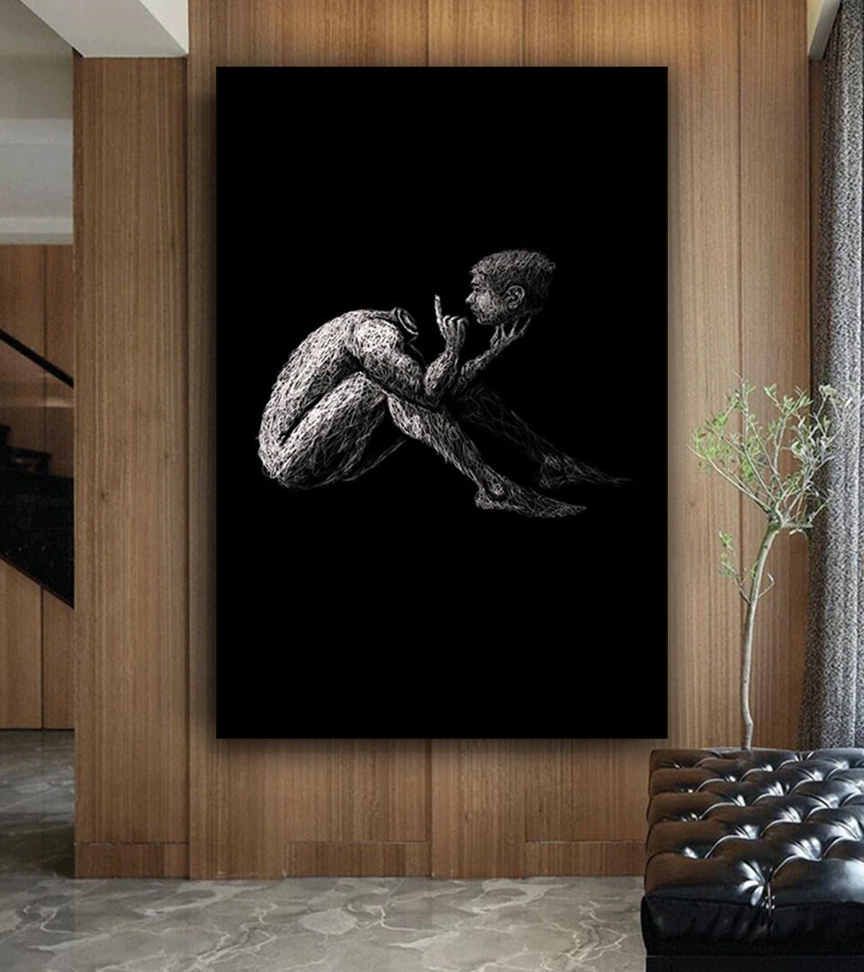 Surreal Man Canvas Print, Surreal Sculpture Canvas Art, Sculpture Man ...