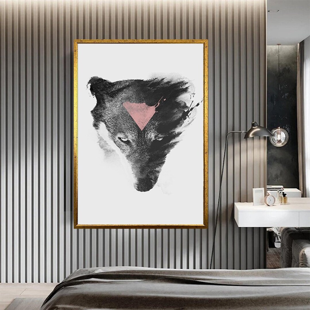 Triangle Wolf Canvas Print, Wolf Wall Art, Wolf Poster, Wolf Painting ...