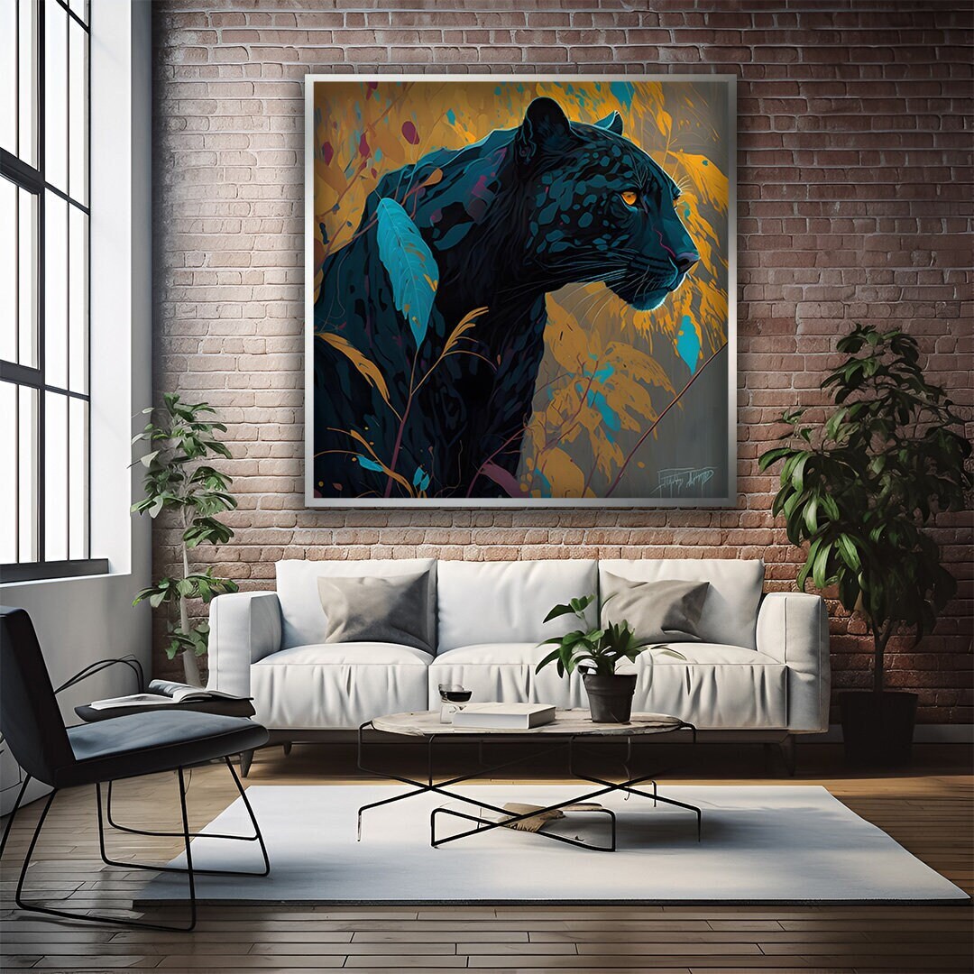 Black Panther Canvas Print, Panther Wall Art, Black Panther Painting ...