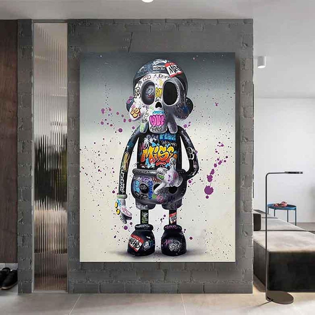 Monster in a Gas Mask Graffiti Wall Art, Modern Street Art, Graffiti ...