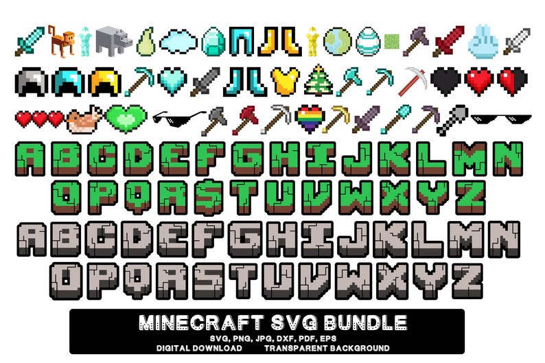 Minecraft SVG Bundle DFX Digital Bundle, Silhouette Cameo, Cricut and ...