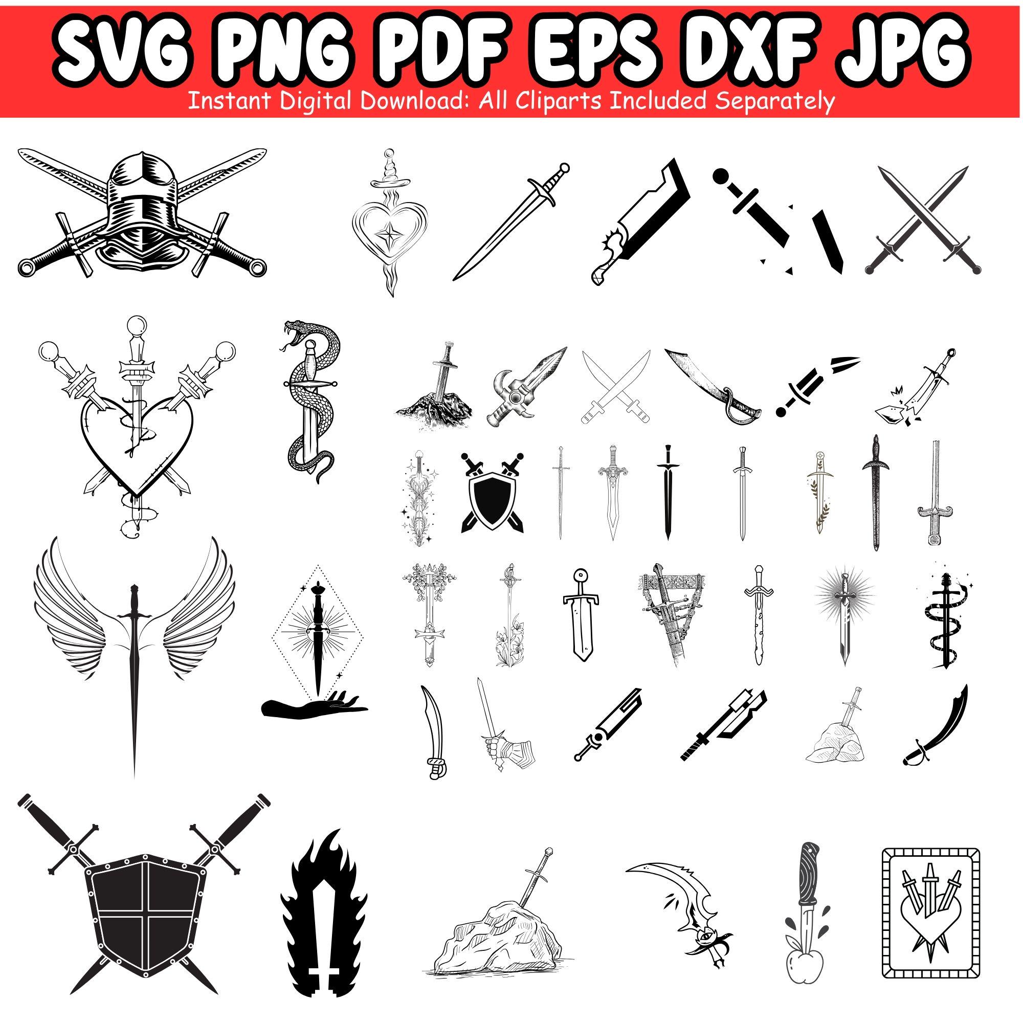 Swords Svg Dagger Svg Mystical Blades Clipart Enchanted Sword Art Eps ...