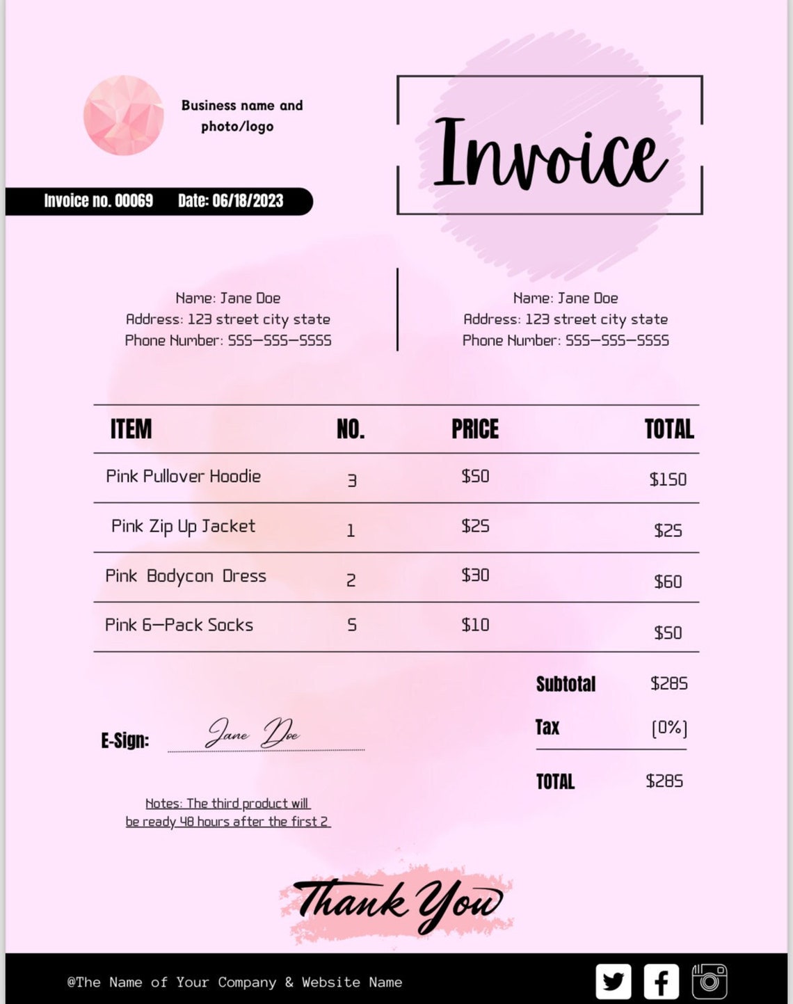 Digital Invoice Template - Etsy