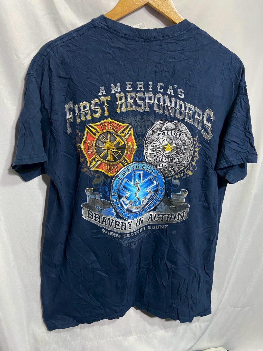Vintage American First Responders T-shirt Size L - Etsy