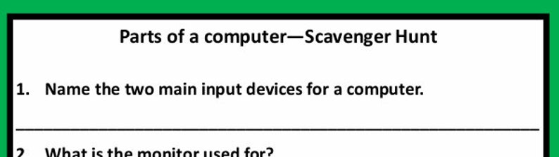 Parts of a Computer Scavenger Hunt Computing National Curriculum KS1 ...