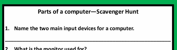 Parts of a Computer Scavenger Hunt Computing National Curriculum KS1 ...