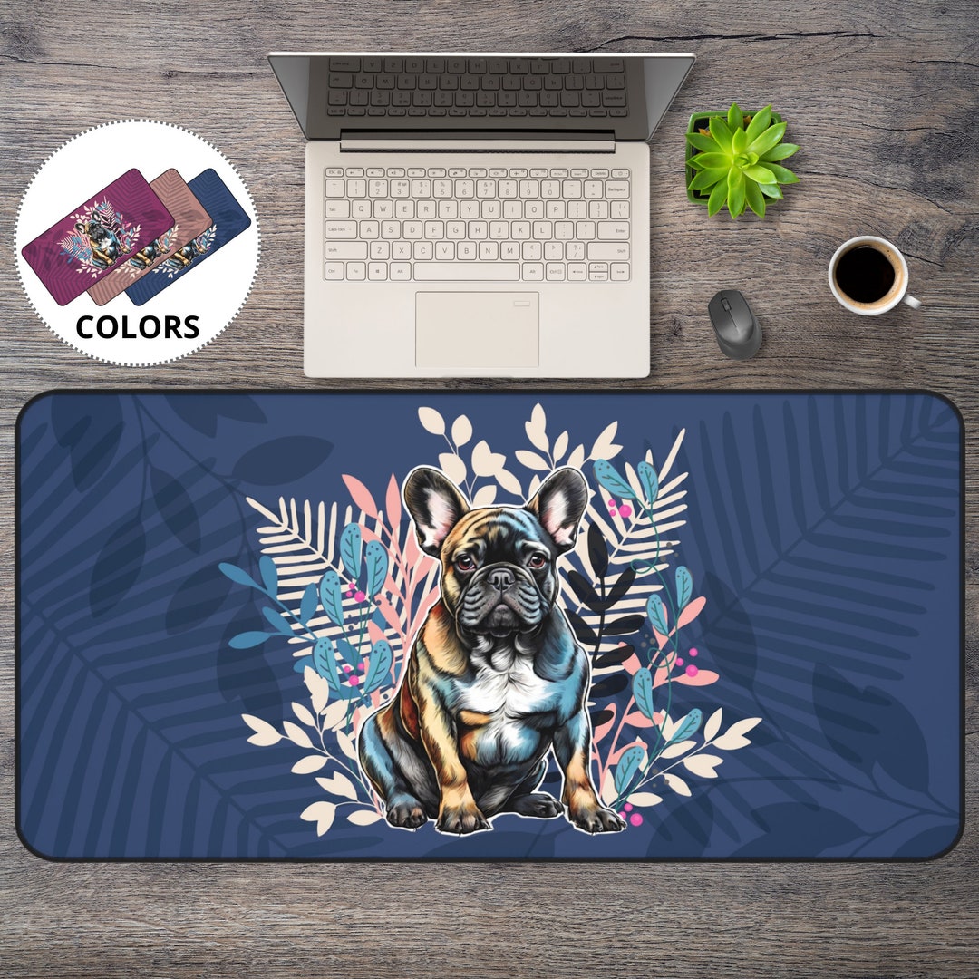 Beautiful French Bulldog Desk Mat, Aesthetic Floral Accessory for Dog ...