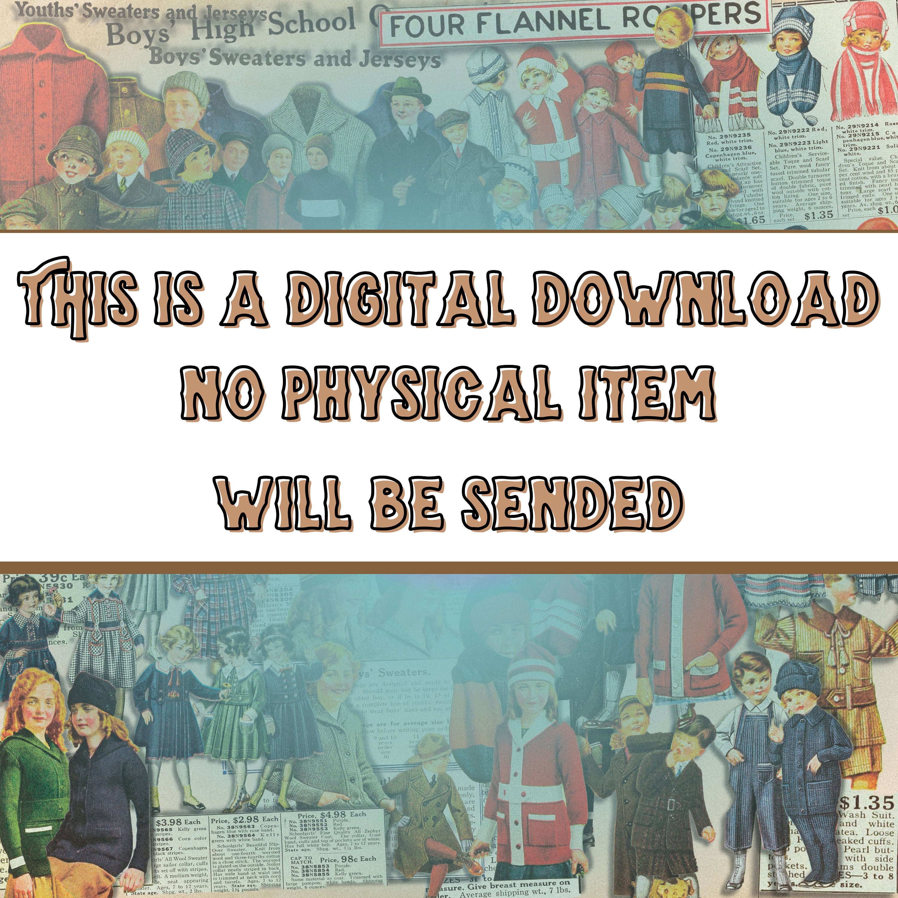 Vintage Children's Ephemera Set - 85 PNG Boys & Girls Images, Classic ...