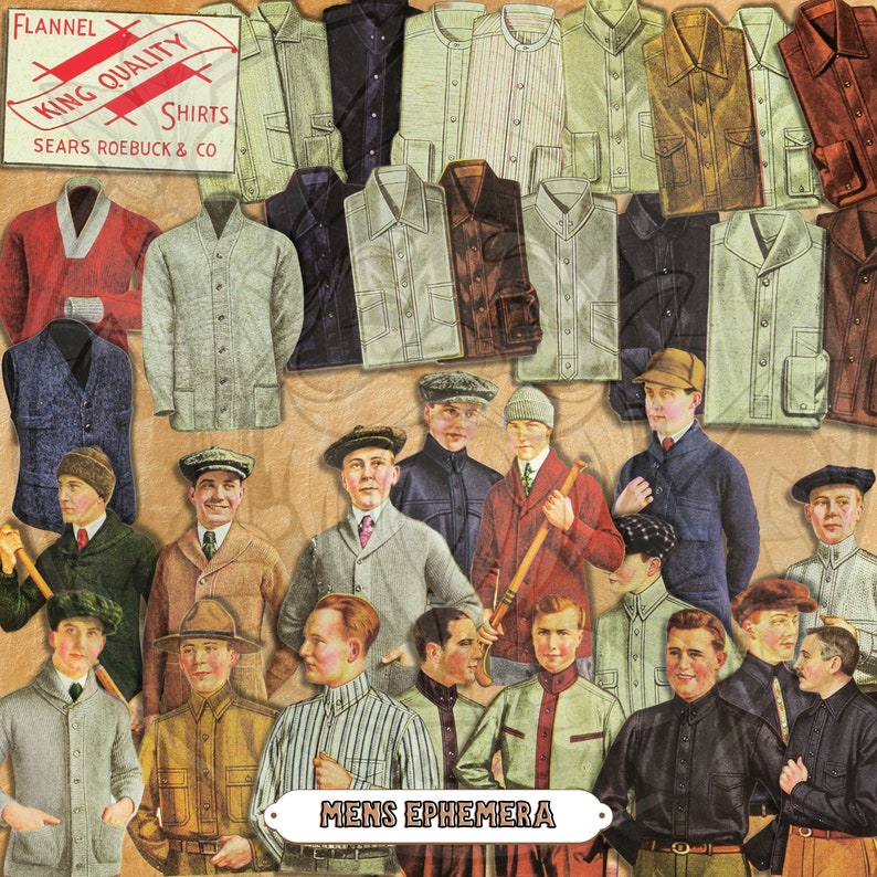 Vintage Ephemera Men Pack, 55 PNG Male Images, Retro Gentlemen Graphics ...
