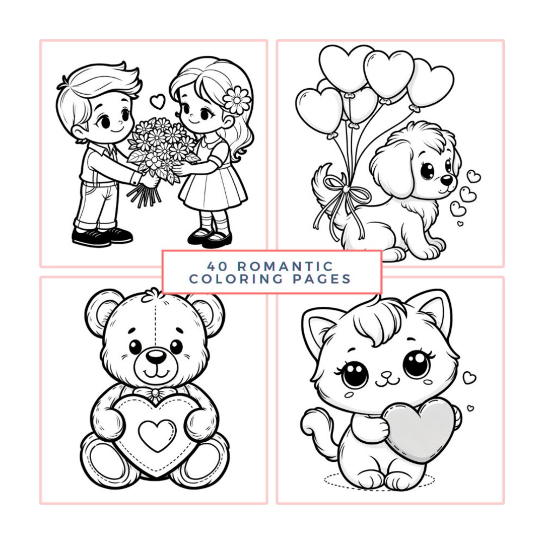 Valentine's Bliss: Romantic Coloring Book for Adults, Digital Download ...