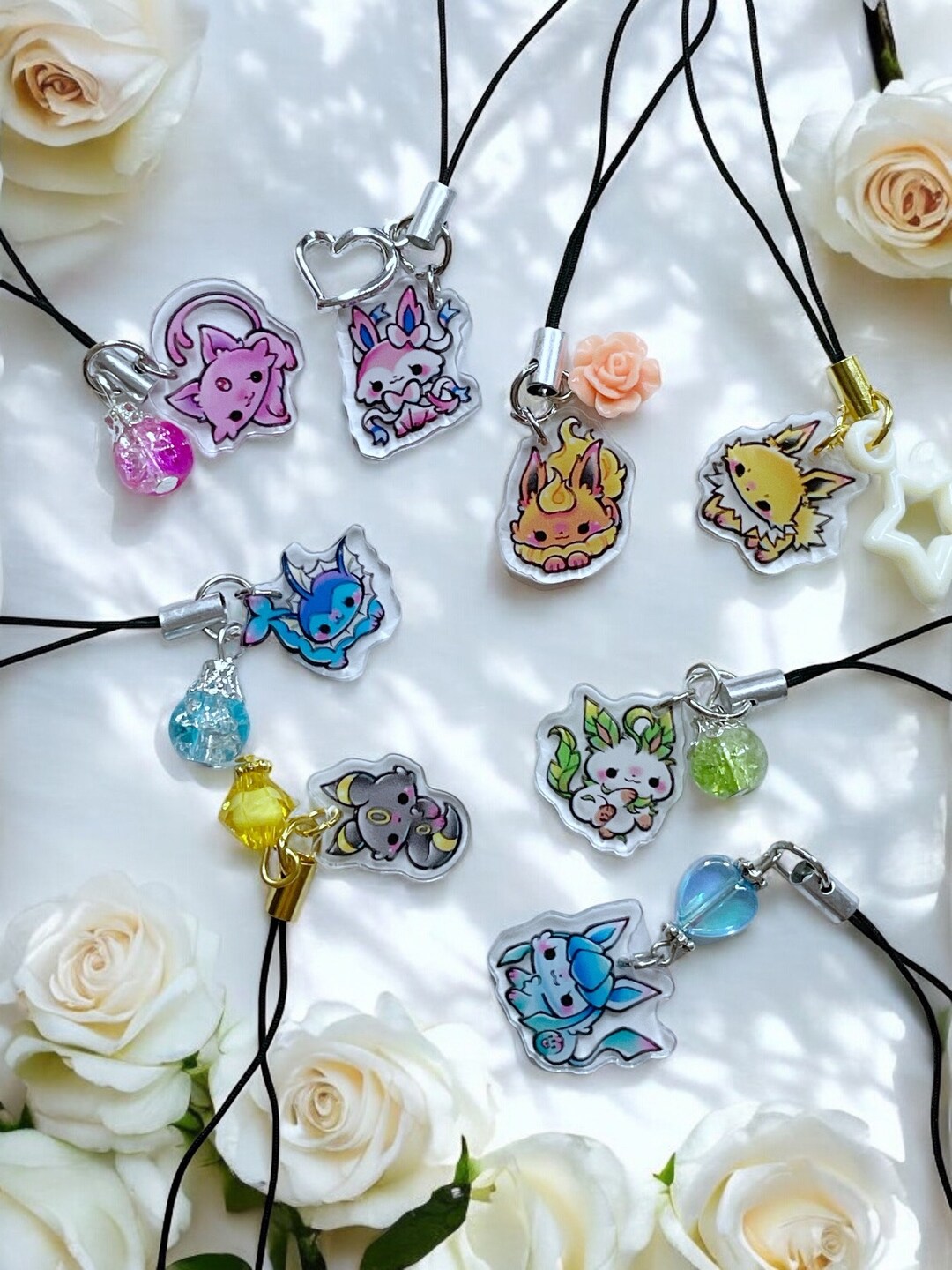 Anime Pokemon Sylveon & Espeon Phone Charm Accessories Smartphone ...