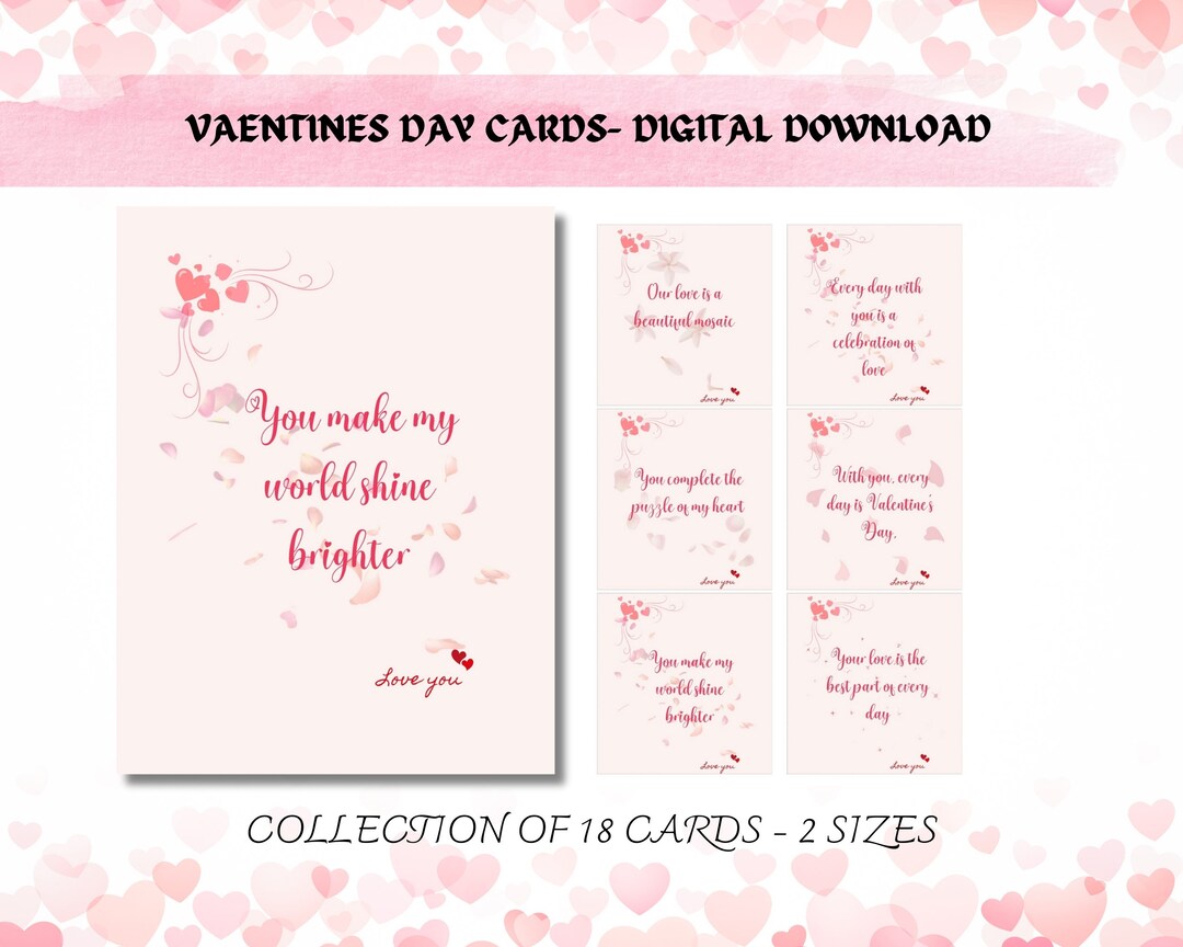 Printable Valentines Day Cards, Sweet Message, Instant Download - Etsy