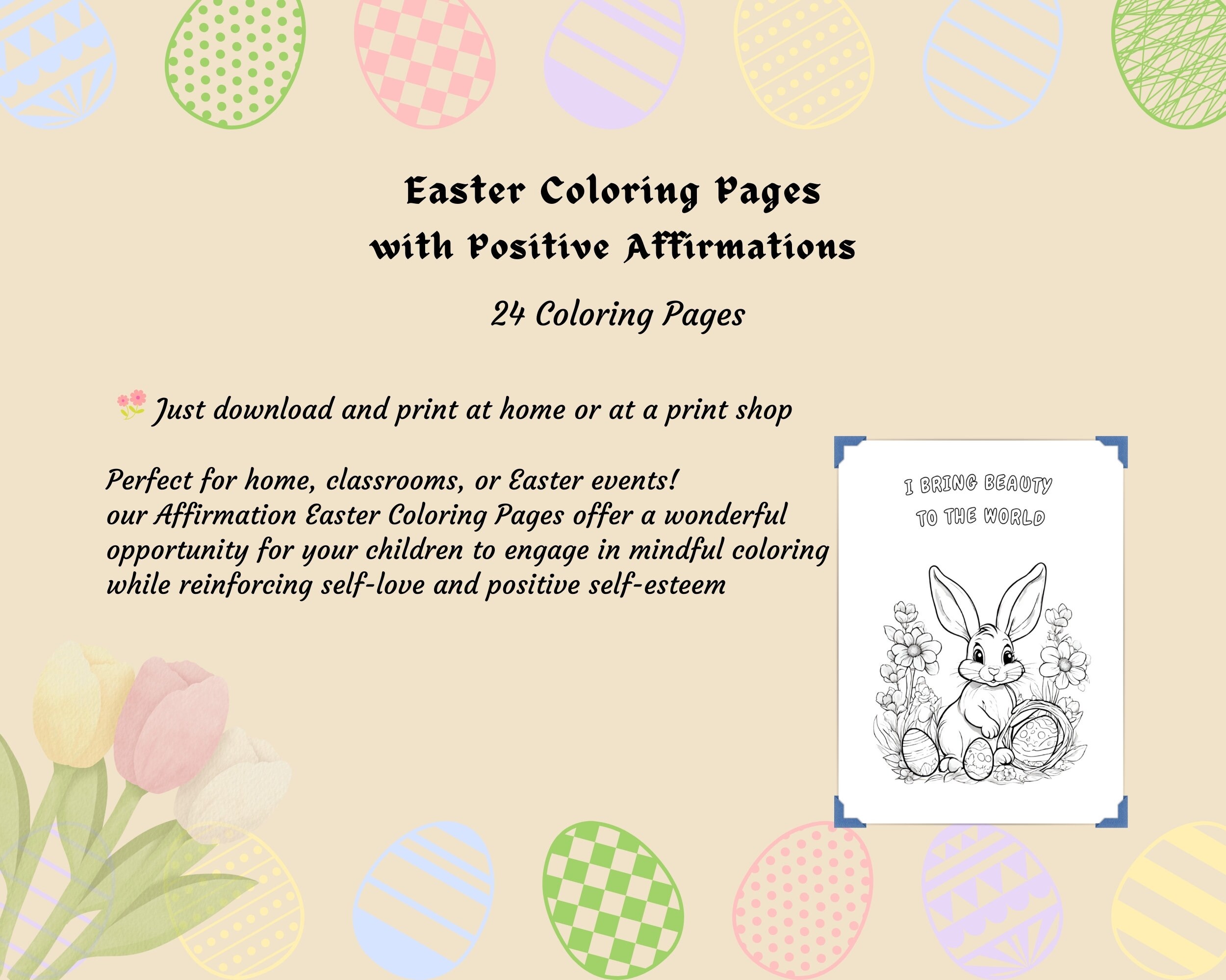 Easter Coloring Printable Affirmation Pages for Kids| Easter Bunny ...