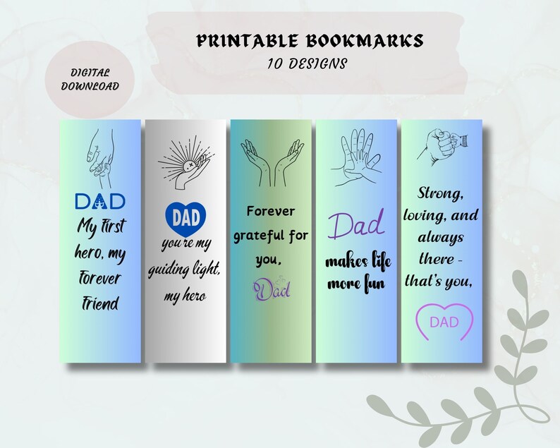 Father's Day Bookmarks Instant Download Book Lovers Gift Gift for Dad ...