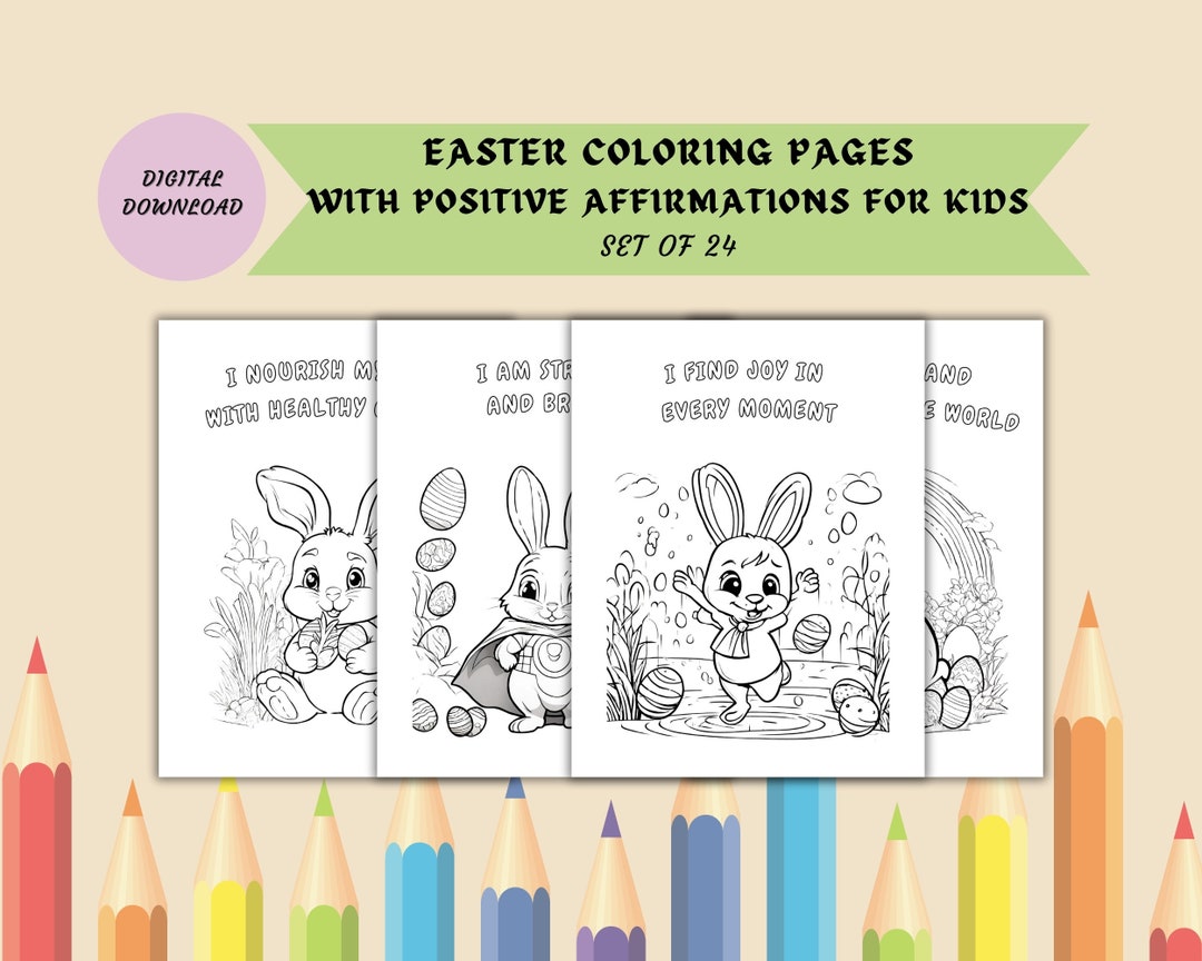 Easter Coloring Printable Affirmation Pages for Kids| Easter Bunny ...