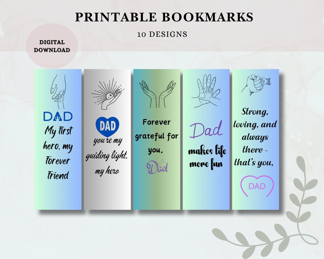Father's Day Bookmark Bundle, Instant Download, Book Lovers Gift, Gift ...