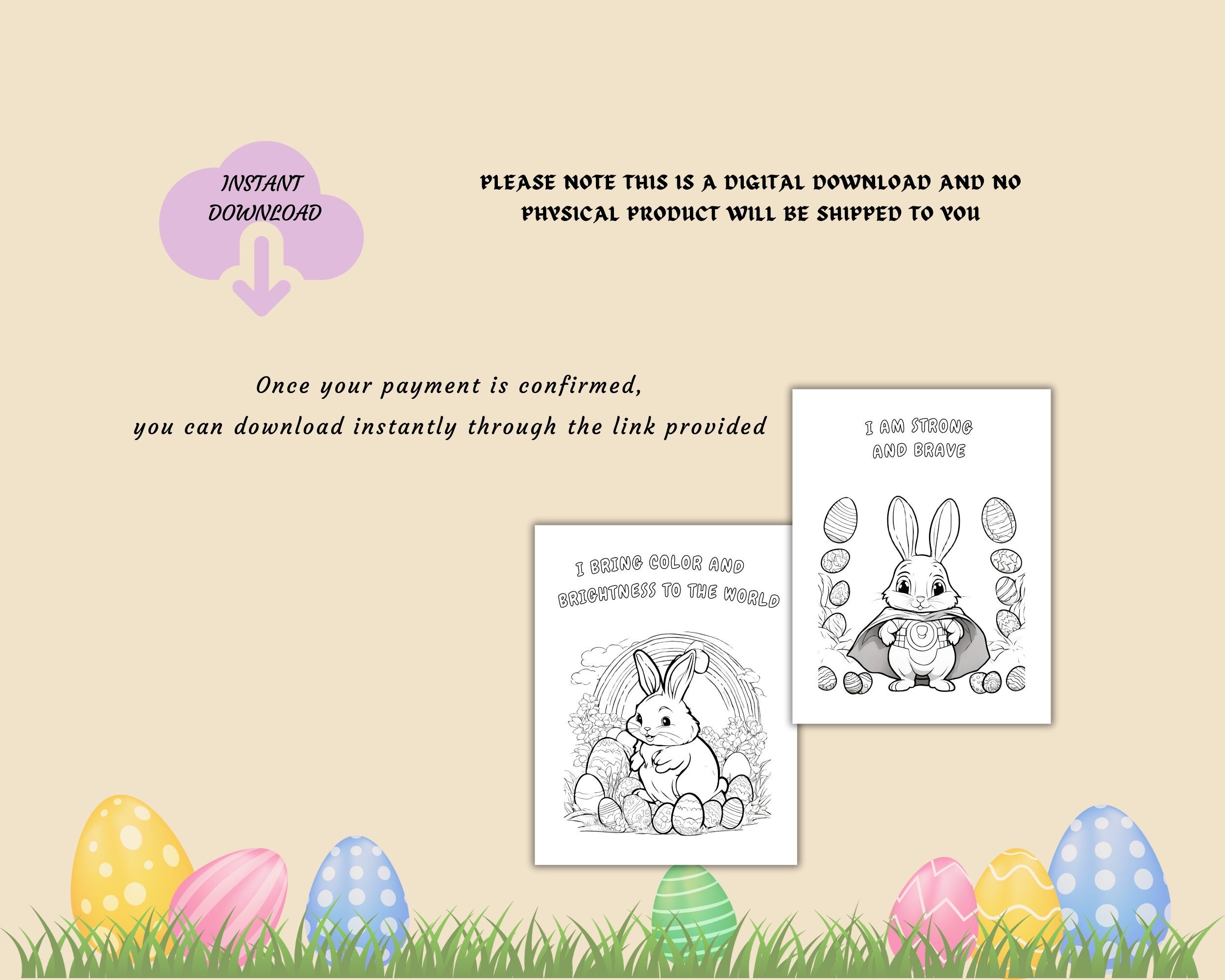 Easter Coloring Printable Affirmation Pages for Kids| Easter Bunny ...