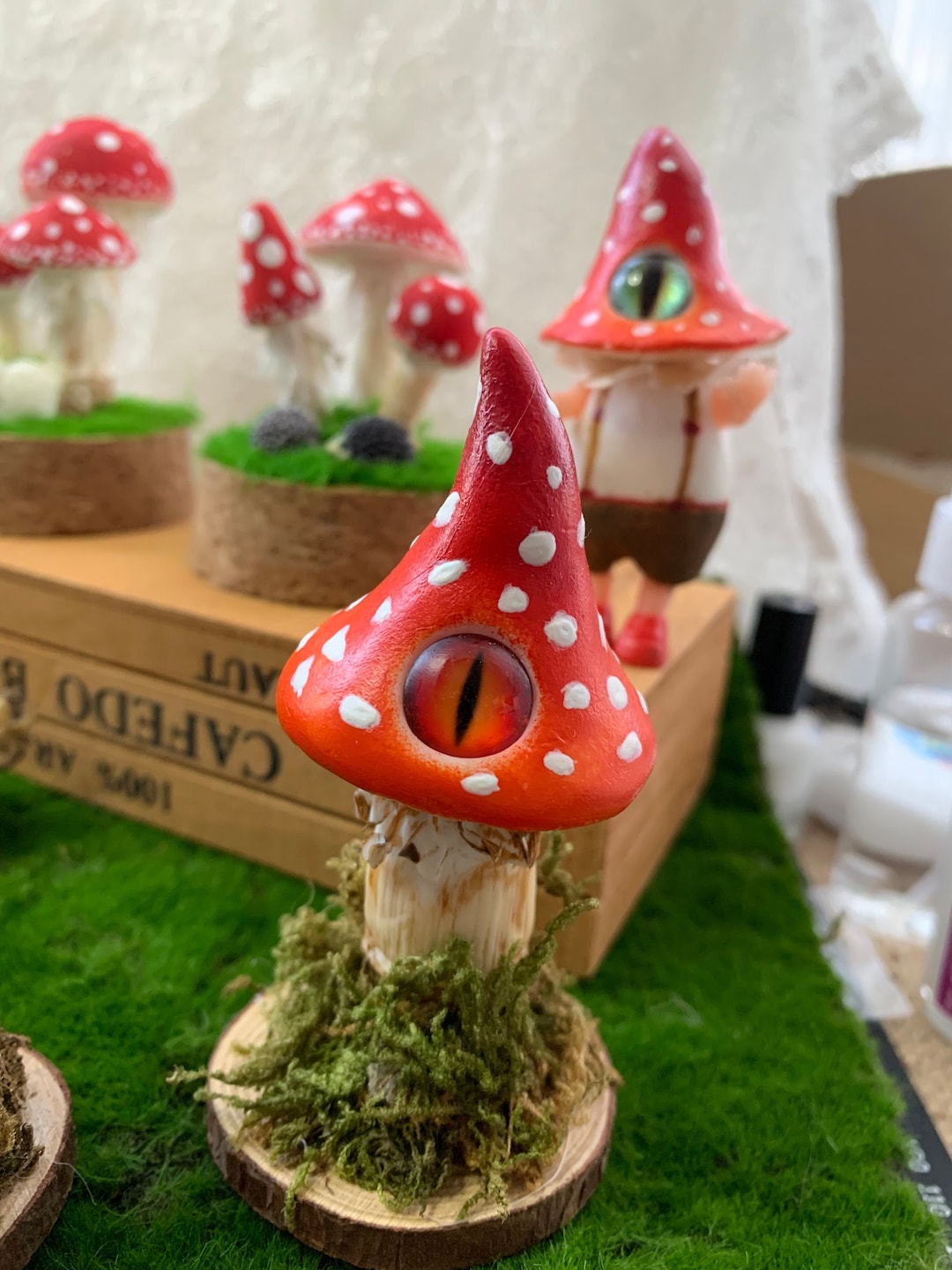 Mystical Mushroom Car Dashboard Decor, Magical Fantasy Fairy Art Clay ...