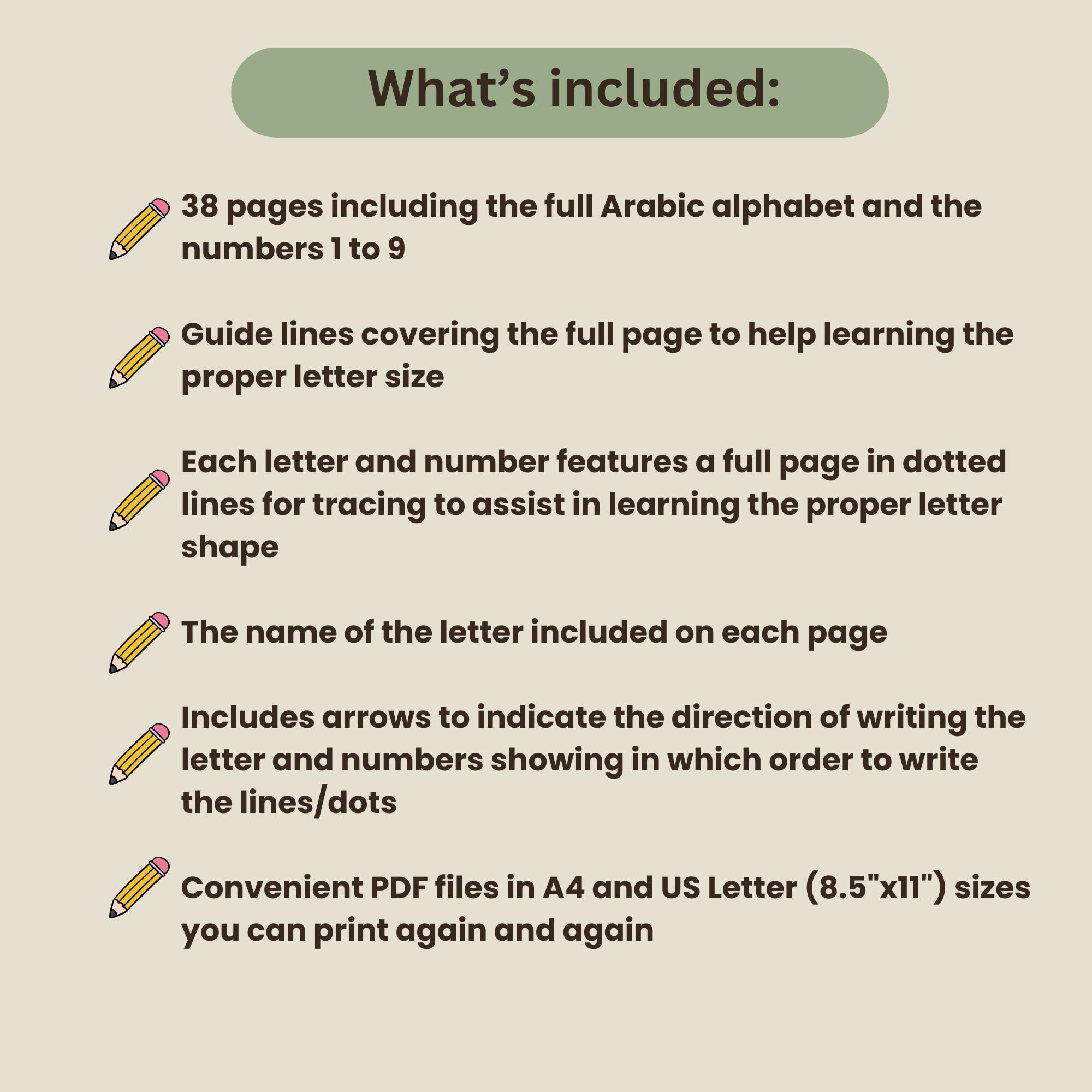 Arabic Letter Number Handwriting Practice Worksheets Downloadable ...