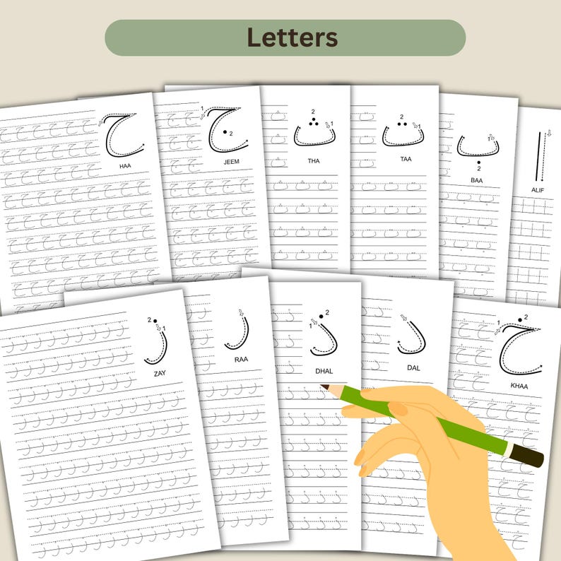 Arabic Letter Number Handwriting Practice Worksheets Downloadable ...