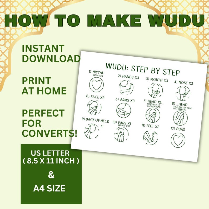 Downloadable Wudu Guide Printable Gift for Convert Muslim Prayer Muslim ...