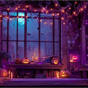 Halloween Vtuber Background | Spooky Witch Room Overlay for Twitch ...