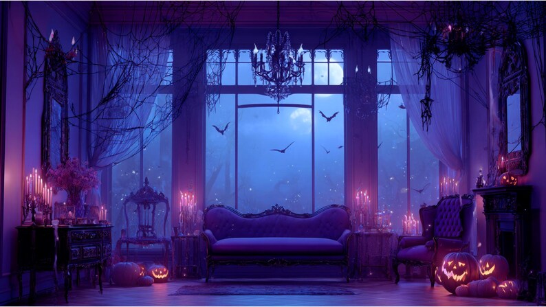 Witch Room Vtuber Background | Spooky Streaming Overlay | Digital Anime ...