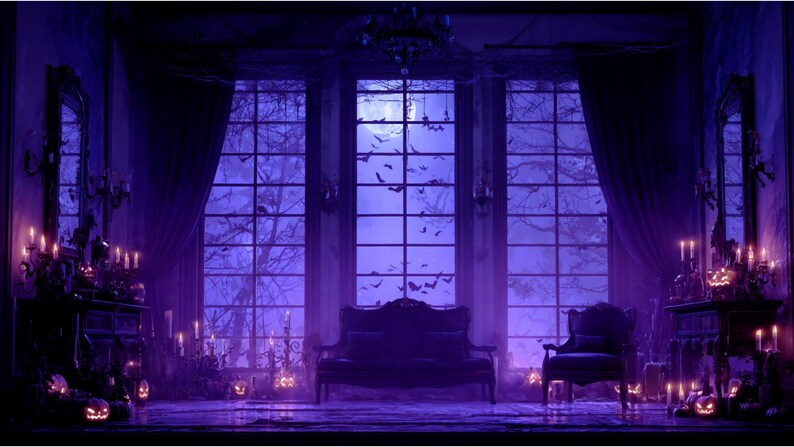 Gothic Witch Room Vtuber Background | Creepy Digital Overlay ...
