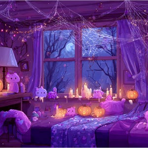 Creepy Halloween Vtuber Background | Gothic Digital Room Backdrop for ...