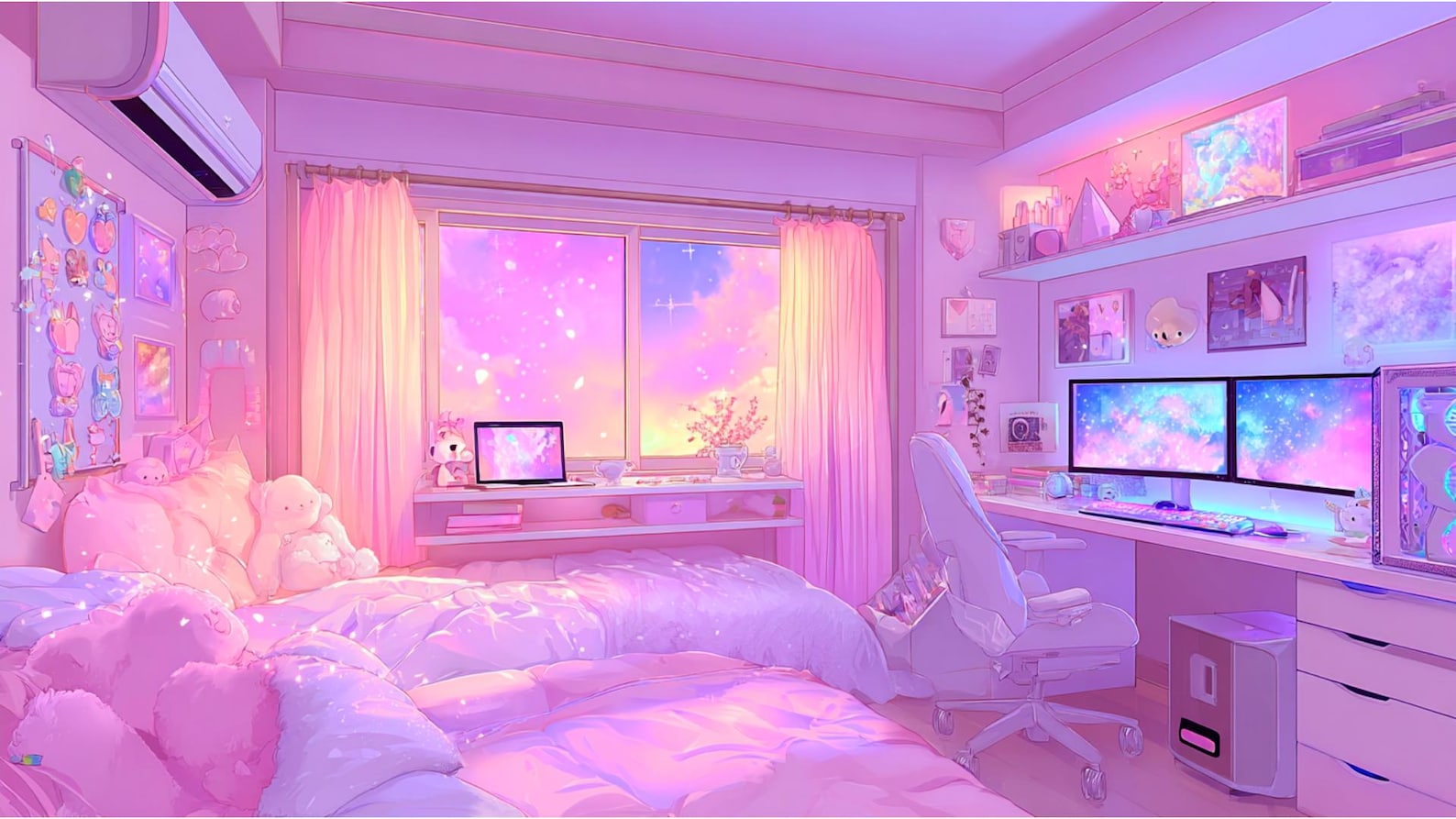 Kawaii Anime Room Vtuber Background: Streaming Overlay (digital ...