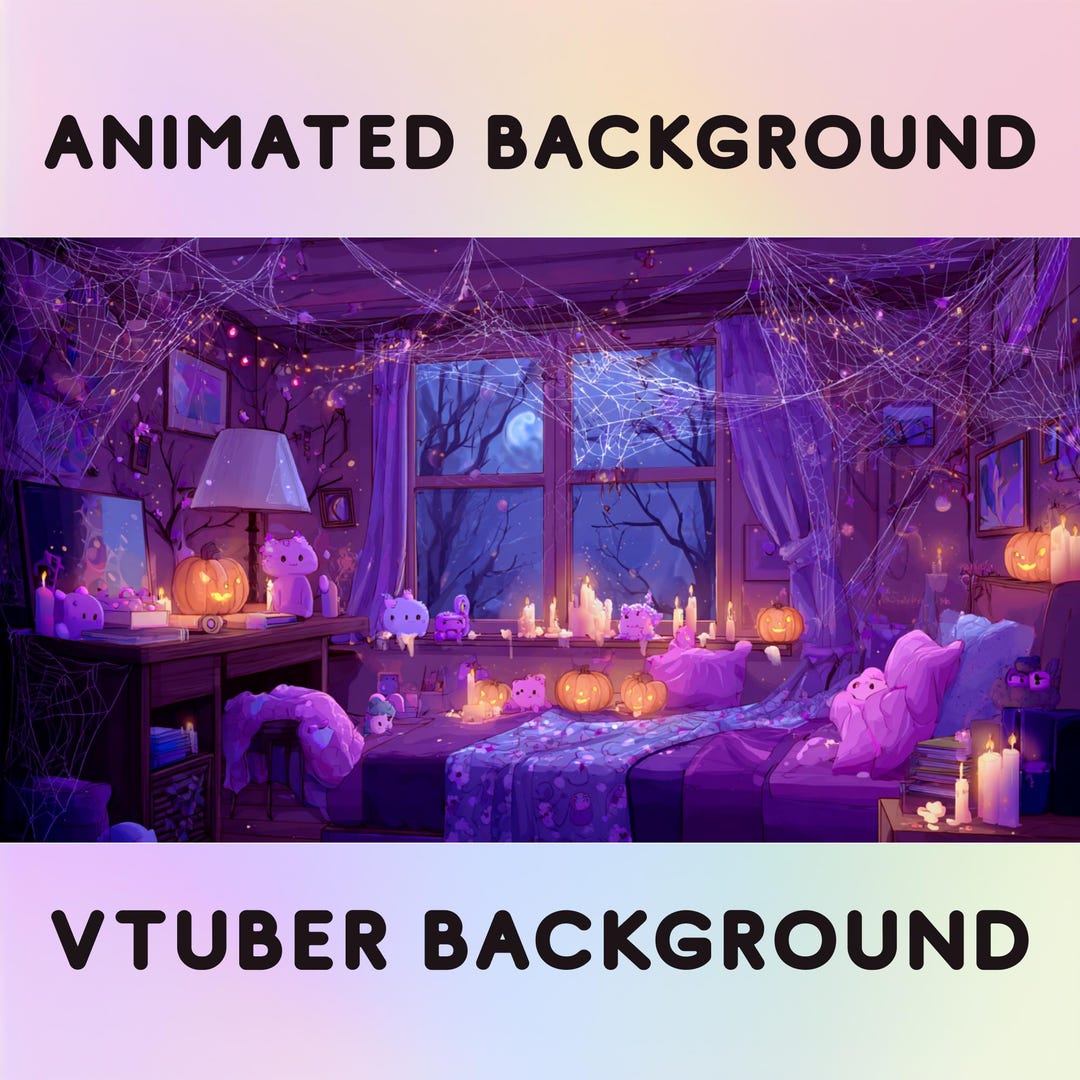 Creepy Halloween Vtuber Background | Gothic Digital Room Backdrop for ...