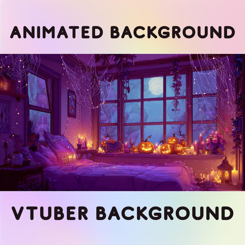 Halloween Vtuber Background | Spooky Anime Room Overlay for Live2d ...