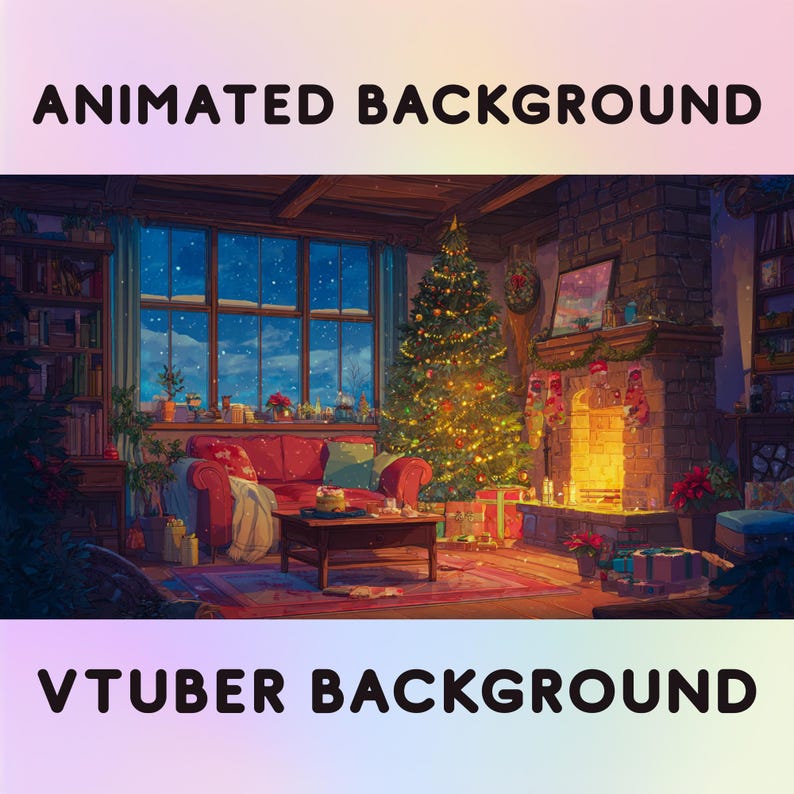 Holiday Vtuber Background Animated | Cozy Christmas Anime Room ...