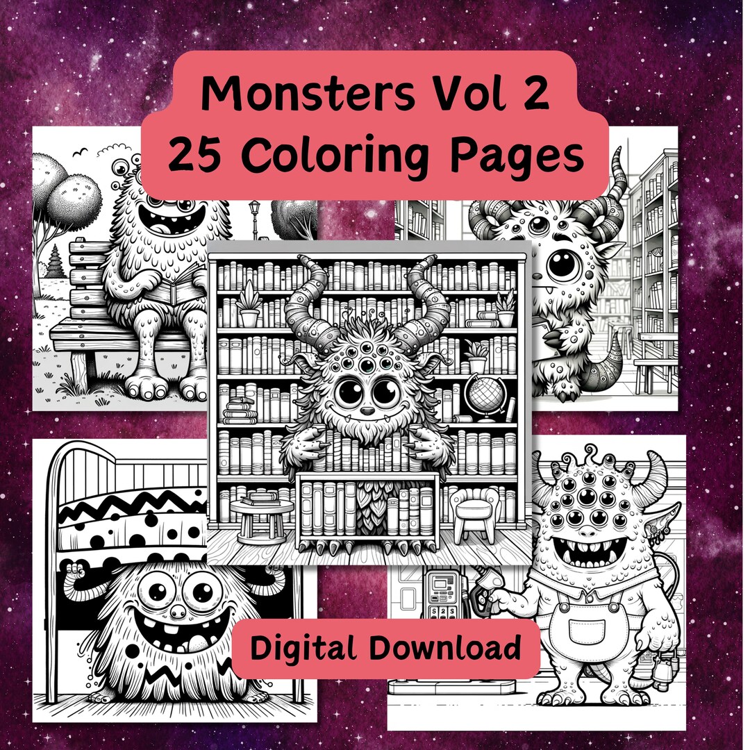 Printable Coloring Book Monsters Vol 2 - Etsy