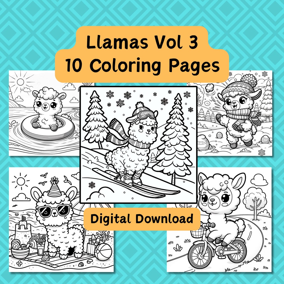 Printable Coloring Book Llamas Vol 3 - Etsy