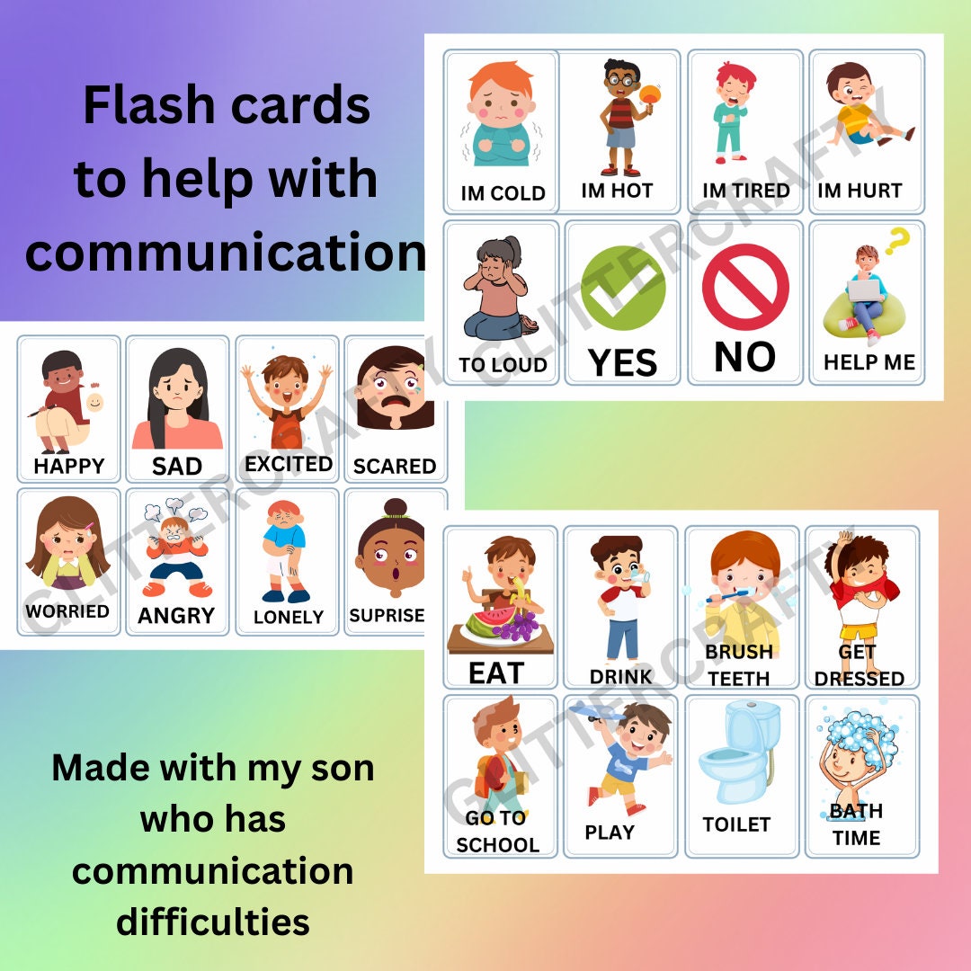 Printable Pec Cards For Non Verbal Communication Set Of 24 Illustrated