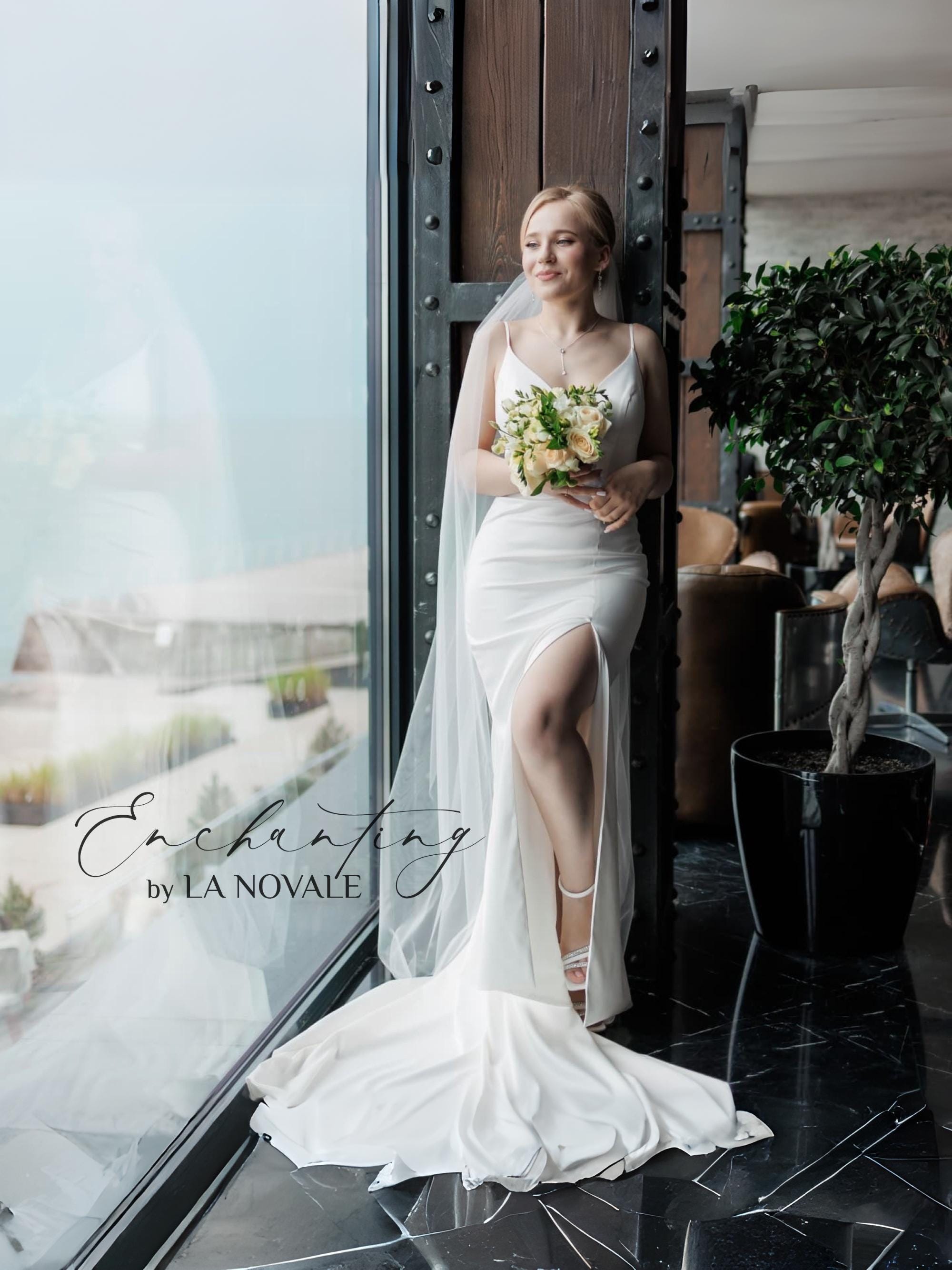 Modern Wedding Reception Dress, Minimal Chic Bridal Gown, Satin Bridal ...