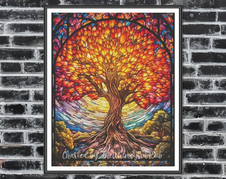 Luminous Leaves - Tree of Life Large Modern Full Coverage Cross Stitch ...