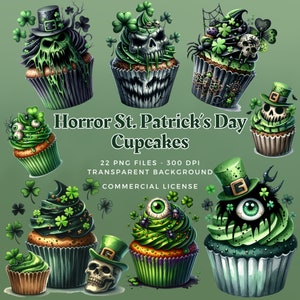 Horror St. Patrick's Day Watercolor Clipart Bundle. Clipart Set for ...