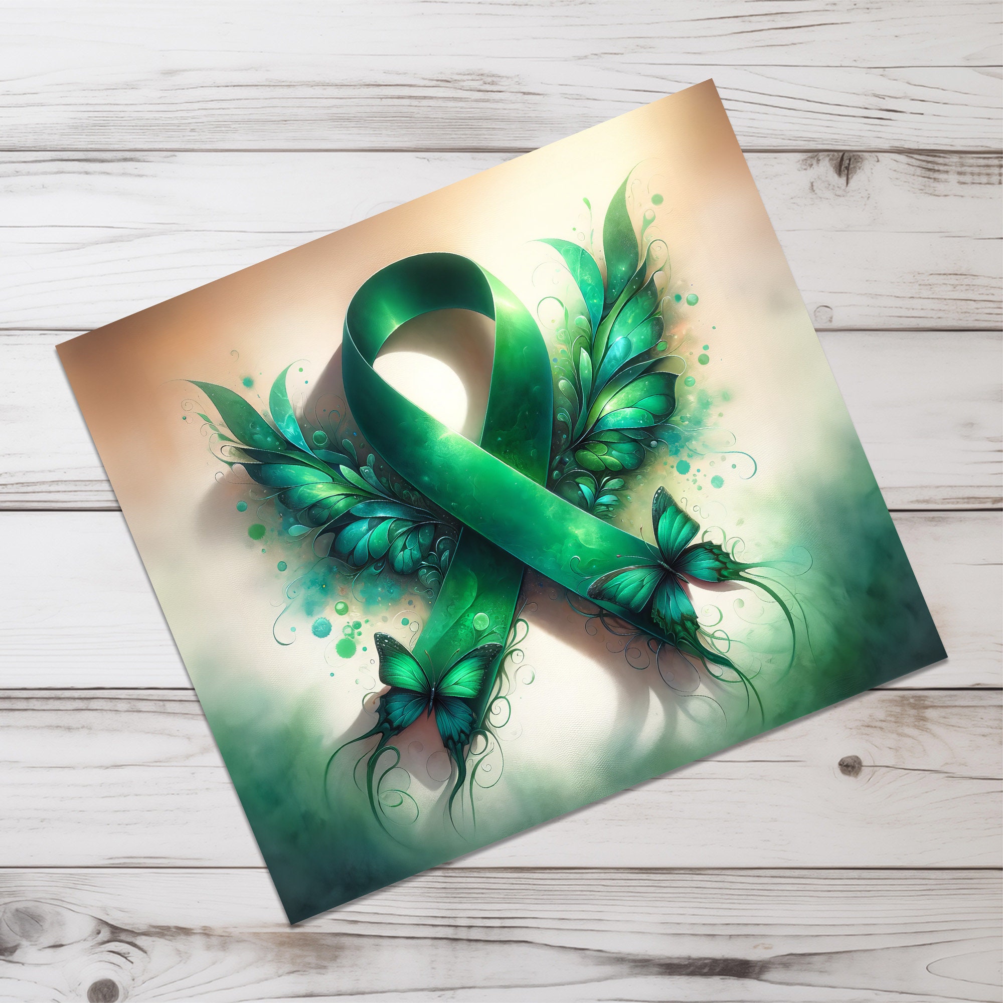 Emerald Ribbon Butterfly Liver Cancer Awareness 20 & 30 Oz Straight ...