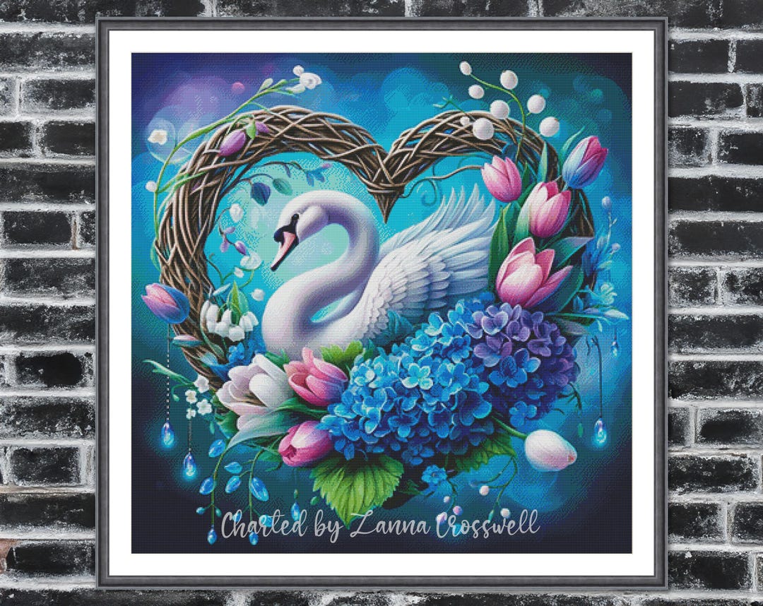 Wings of Spring - Floral Swan Full Coverage Cross Stitch Pattern for ...