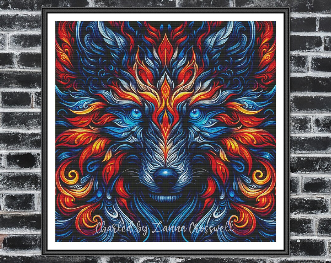 Inferno Wolf - Fantasy Animal Full Coverage Cross Stitch Pattern for ...