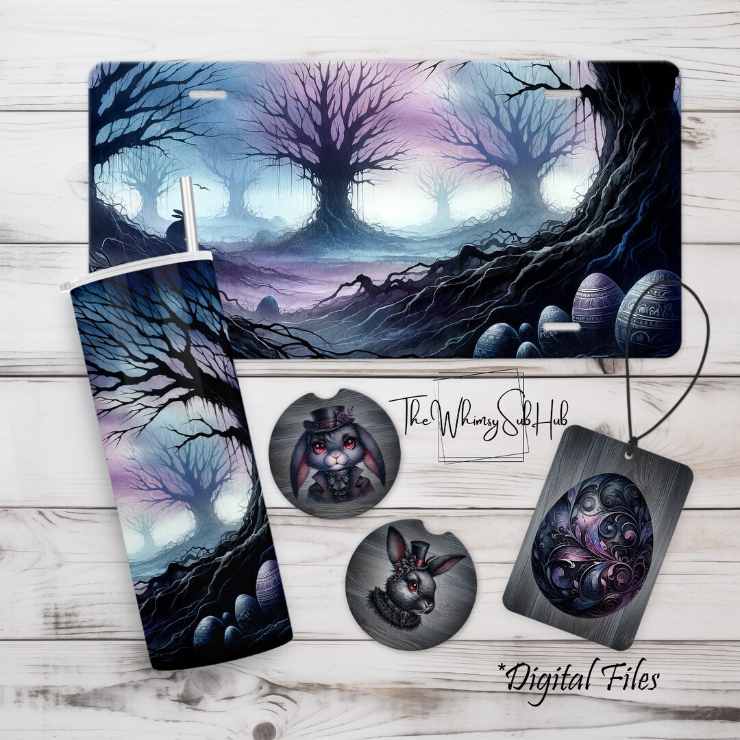 Gothic Easter Watercolor Sublimation Car Gift Bundle. Dark Themed Set ...