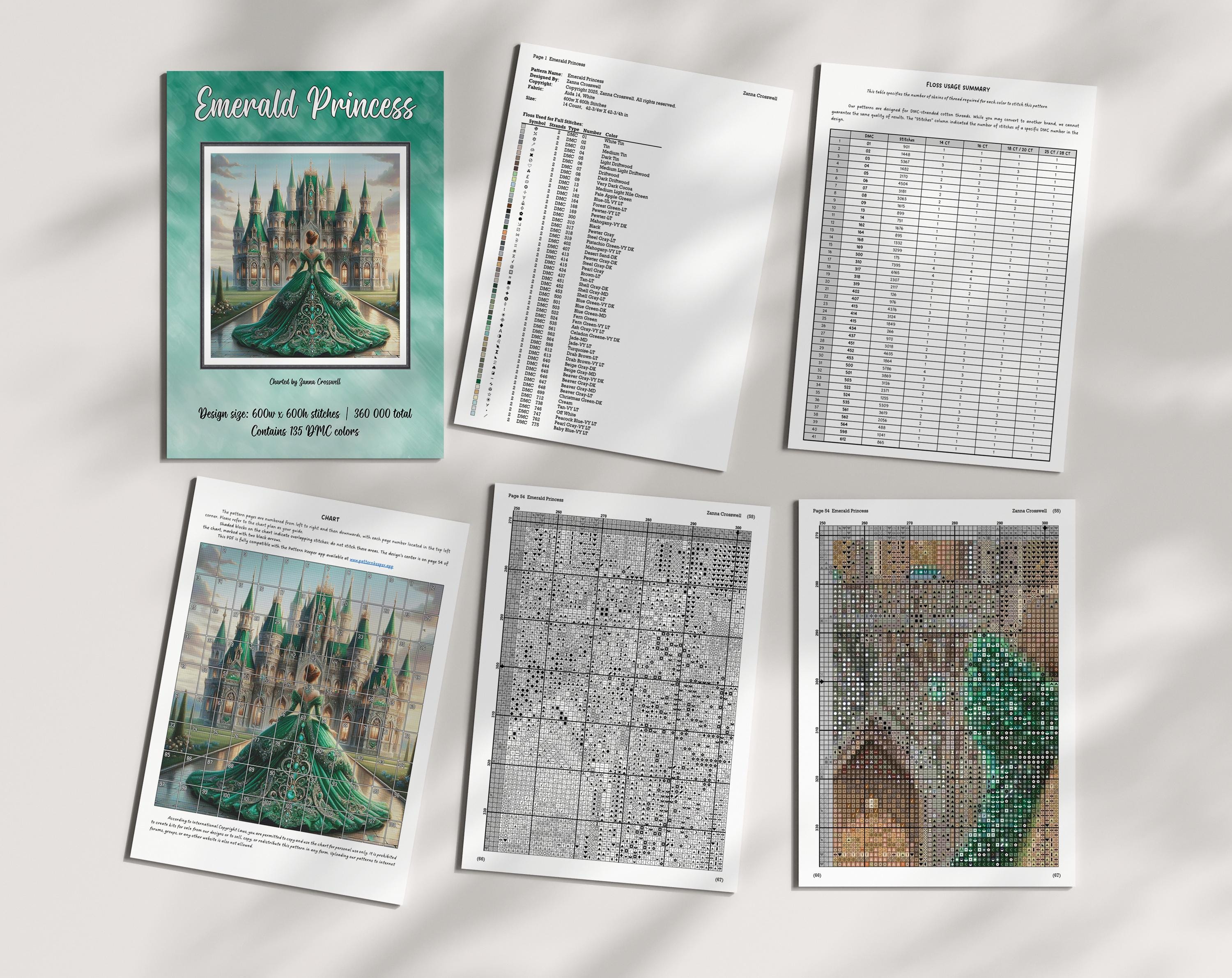 Emerald Princess - Fairy Tale Castle Modern Full Coverage Cross Stitch ...